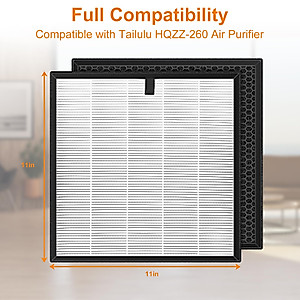 Tailulu HQZZ-260 Air Purifier Replacement Filter(2 Pack)