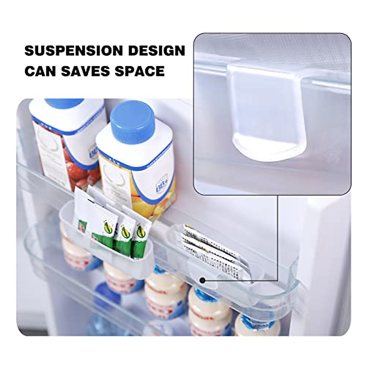 Skycase Fridge Organizer, 4pcs Refrigerator Seasoning Mini Hanging Storage Boxes for Saucing Storage