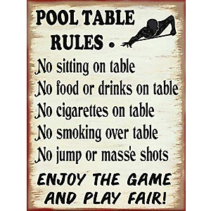 Pool Table Rules Billards Canvas Liquor Bar Pool Man Cave Metal Sign Home Decor