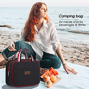 HOMESPON Lunch Bag Insulated Tote Bag Lunch Box Resuable Cooler Bag Lunch container Waterproof Lunch holder for Women/Men,dark grey