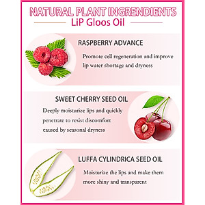 Hydrating Plumping Lip Glow Oil,Shine Tinted Lip Gloss,Glow Reviver Lip Oil,Long Lasting Moisturizing Clear Lip Plumper Oil Tint for Lip Care Dry Lips,Women's Day Makeup Gift ( (#007 Raspberry Red)