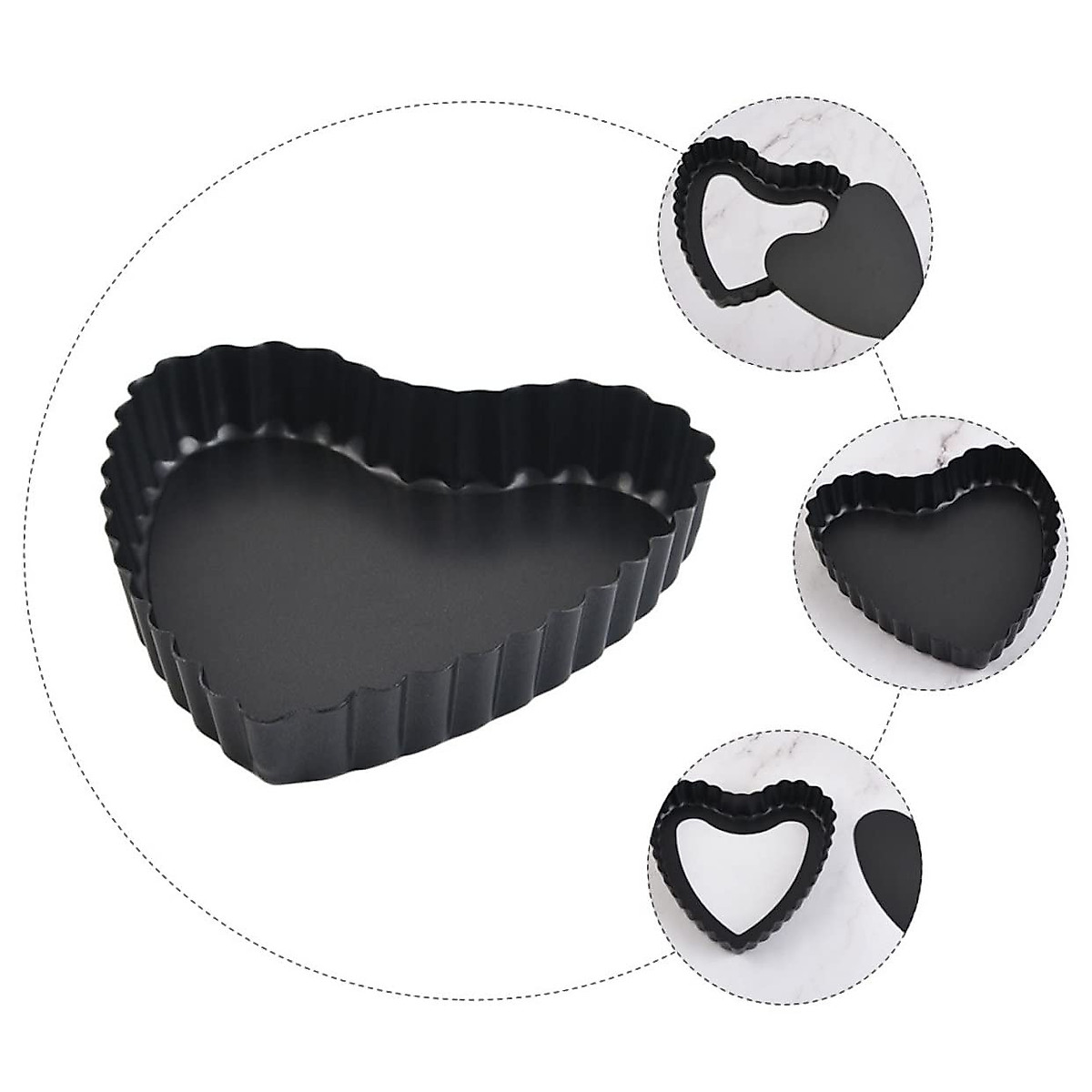 Abaodam 3pcs Live Bottom Baking Tray Cake Pan Oven Safe Mini Muffin Metal Dies Heart Cake Heart Tart Pan Kitchen Baking Tool Diy Baking Tray Chrysanthemum Bakeware Dessert Plate Egg Cake