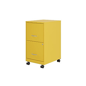 Hirsh Industries Space Solutions 18" D 2Drawer Mobile Metal Vertical File Cabinet Yellow/Goldfinch