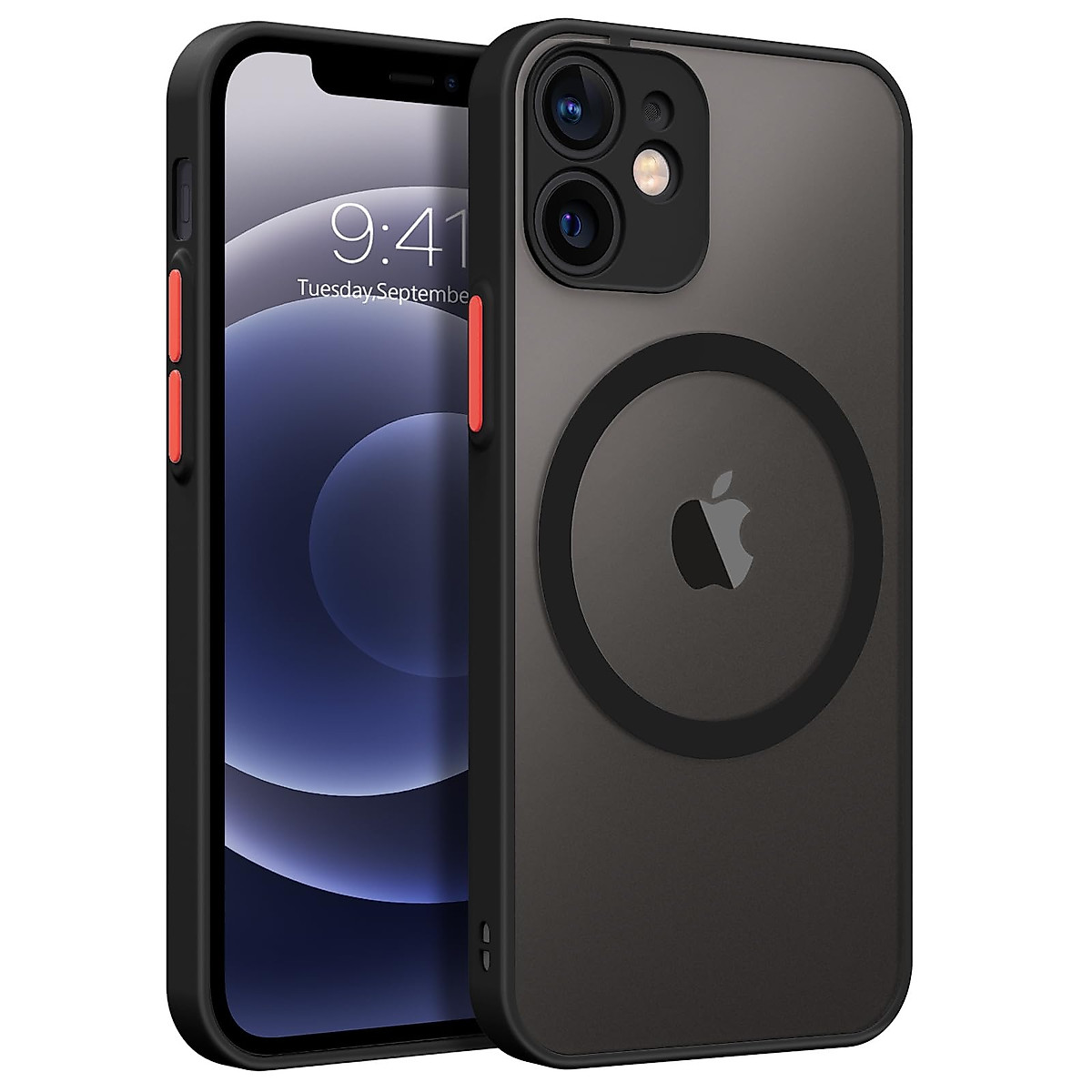 BENTOBEN for iPhone 12 Mini Case,iPhone 12 Mini Magnetic Case [Compatible with MagSafe] Translucent Matte Shockproof Anti-Fingerprint Protective Cover 5.4’’ Black