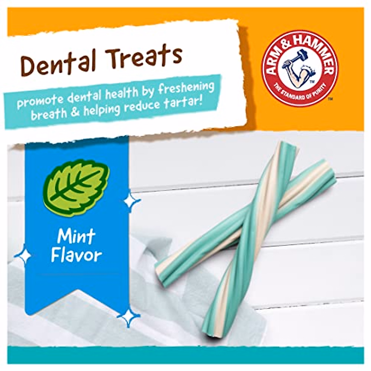 Arm & Hammer for Pets Twisters Fresh Breath Dental Treats for Dogs, Value Pack, 57 Pieces | Dental Dog Chews Fight Bad Doggie Breath, Plaque & Tartar Without Brushing