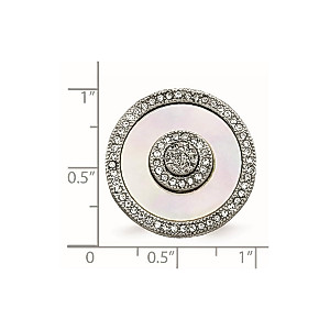 Stainless Steel Polished Simulated Mother of Pearl Druzy Quartz and Crystal Ring Size 9 Jewelry for Women