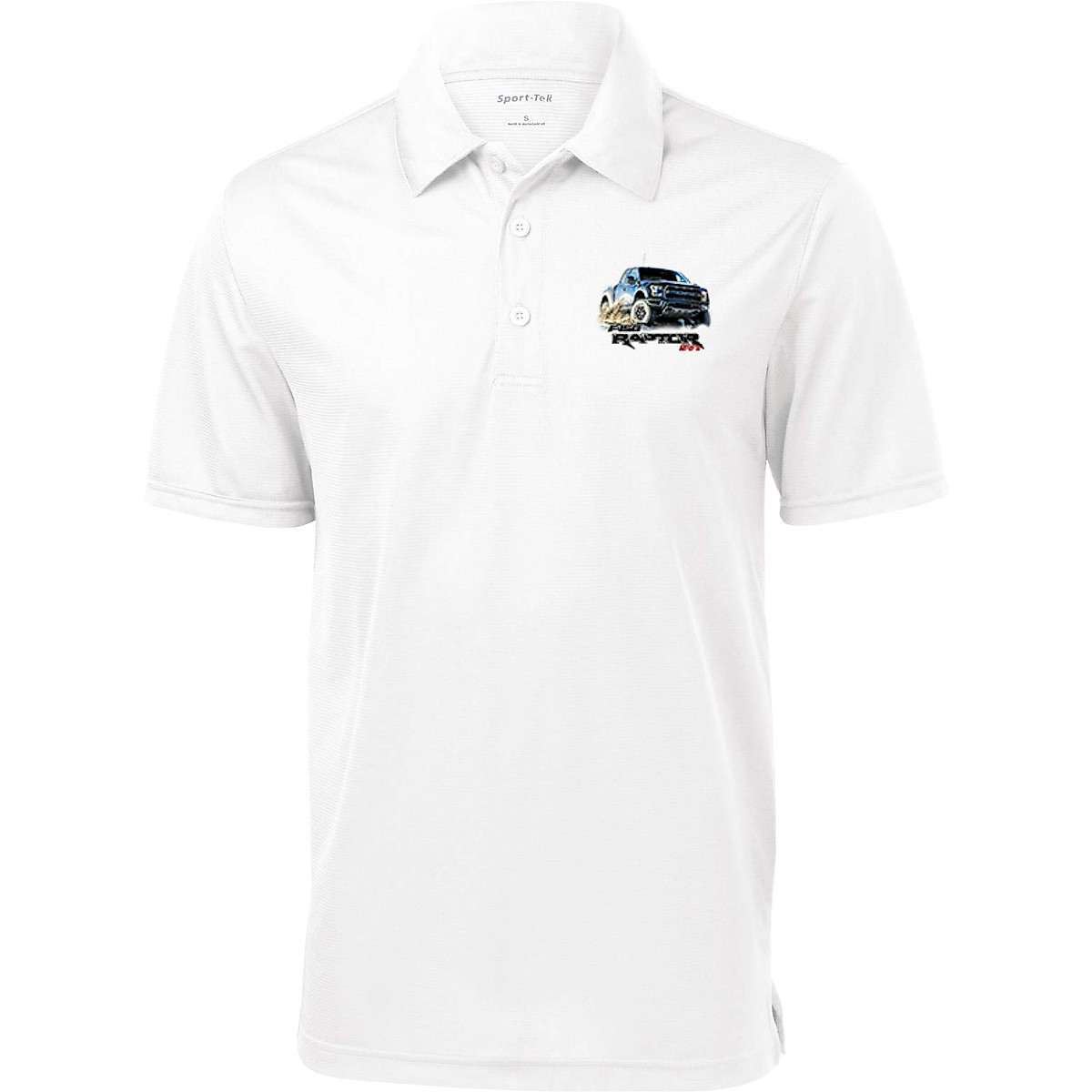Ford F-150 Raptor Pocket Print Textured Polo, White 4XL
