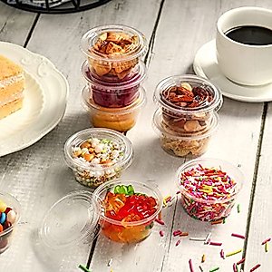 [130 Sets - 2 Oz ] Jello Shot Cups, Small Plastic Containers with Lids, Airtight and Stackable Portion Cups, Salad Dressing Container, Dipping Sauce Cups, Condiment Cups for Lunch, Party to Go, Trips