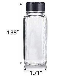 Salt & Pepper Glass Jar Spice Holder Dispensers Oregano and Chilli Flakes Dispenser Shaker Masala jar Spice Container Square 120ml Transparent (Set Of 6, Salt Jar 120ml)