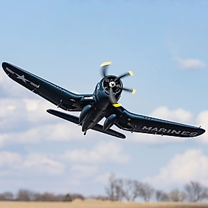 E-flite RC Airplane F4U-4 Corsair 1.2m BNF Basic Transmitter Battery and Charger Not Included with AS3X and Safe Select EFL18550