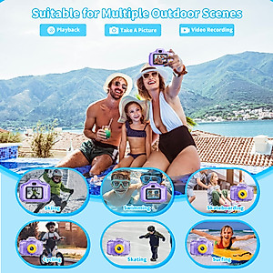 OZMI Gifts for 3 4 5 6 7 8 9 Year Old Girls Boys, Kids Selfie Underwater Waterproof Camera, Christmas Birthday Gifts for Toddler, Children Action Video Recorder Camera with 32GB SD Card, Purple