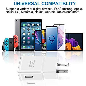 Adaptive Fast Charging Block USB Wall Charger Plug Adapter Compatible with Samsung Galaxy S21/S21+/S21Ultra/S20/Note 20/10/S10 S10e S9 S8 S7 S6 Edge Plus Active, Note 8 9 Quick Charge (2 Pack) (White)