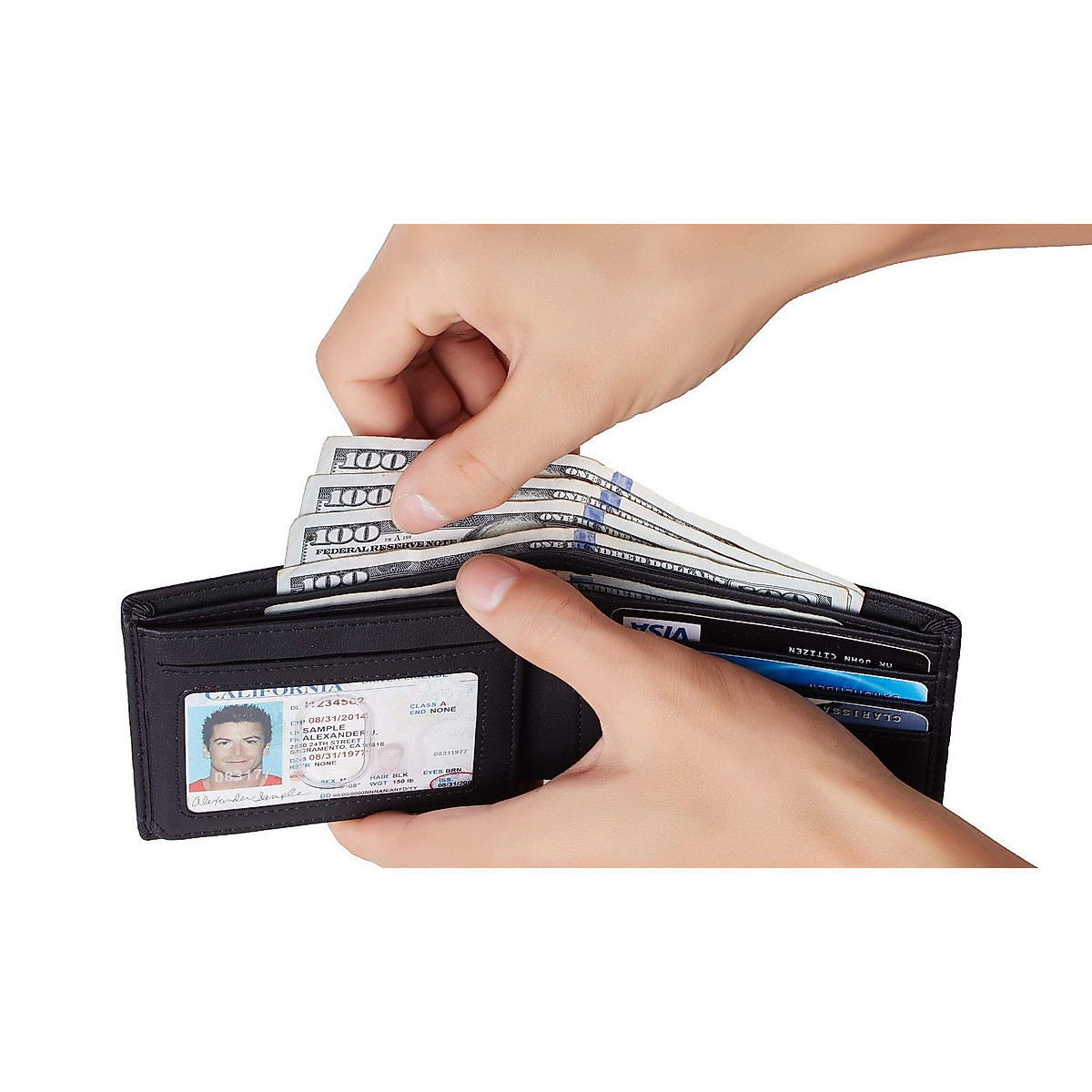 Travelambo Wallet for Men, Trifold Mens RFID Blocking Wallet, 12 Credit Card Holder Minimalist Front Pocket, Genuine Leather Slim Wallet with ID Window