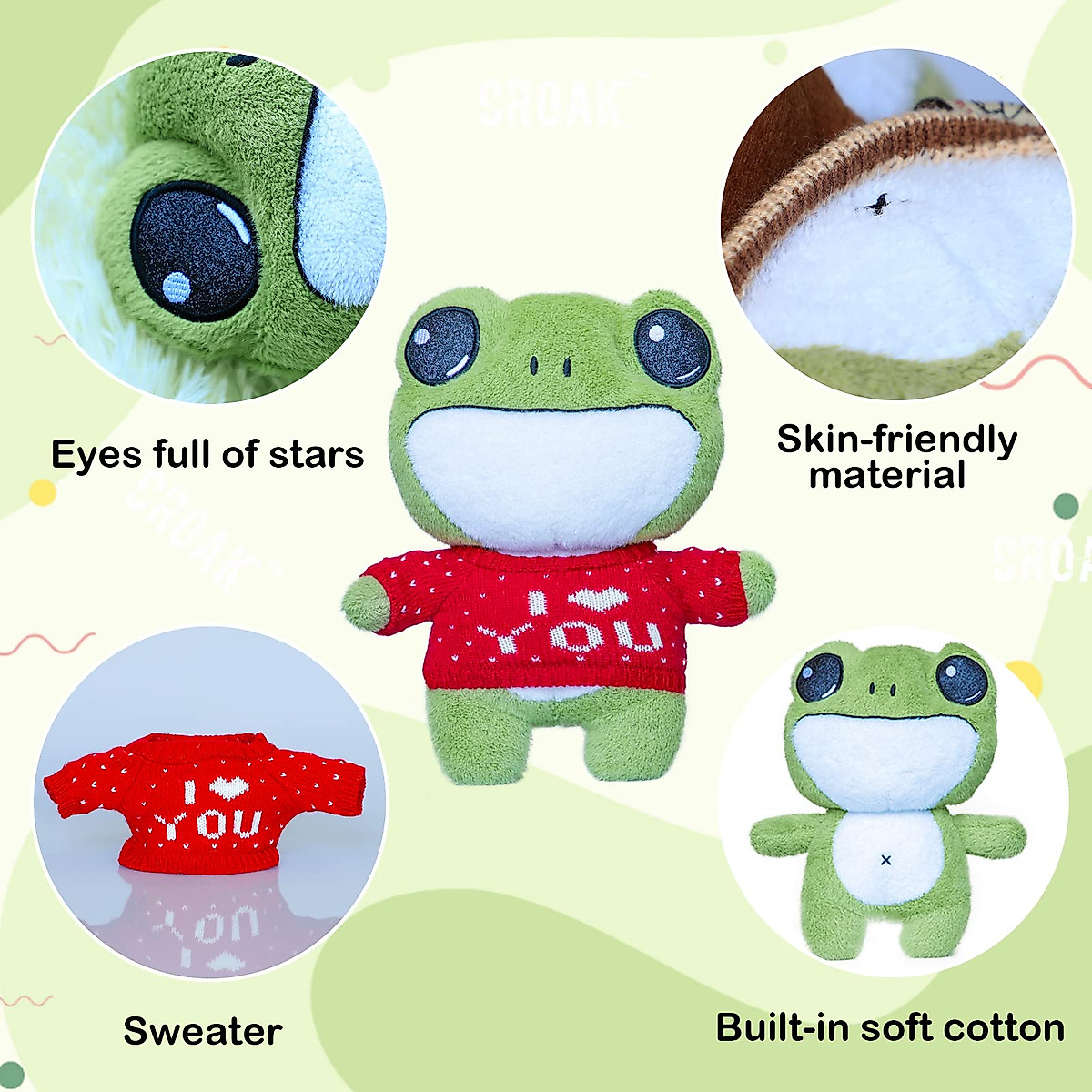 Putrer Frog Plush Toys,11.8" Frog Stuffed Animals,Gift for Children Birthday,New Year (Frog-C)