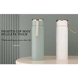 Vacuum Insulated Stainless Steel Metal Flask Thermos Water Bottle with Handle | Elegant Design | Reusable Leak Proof BPA-Free Flask for Gym, Travel, Sports, Gift | 16oz (450ml) (Light Pink)