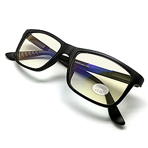 J+S Vision Reading Blue Light Glasses - Filters 90% High-energy blue light, 100% UV protection - Mohio (Classic Rectangle) Black Frame/Low Color Distortion Lens +2.50 Diopter