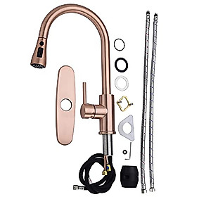 Delle Rosa Copper Rose Gold Kitchen Faucet, Deck Mount, 304 Stainless Steel, Single Handle, 3-Way Spray Setting, Easy Installation