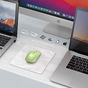 JOYACCESS J 2.4G Slim Wireless Silent Mouse, Portable Wireless Computer Mouse with 5 Adjustable DPI Levels, USB Mouse for Desktop, Notebook, MacBook, Chromebook, PC (Light Green)