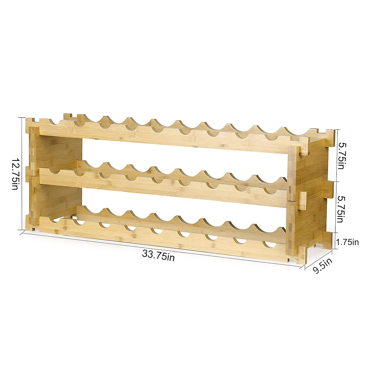 Finnhomy 18-Bottle Stackable Natural Bamboo Wine Display and Storage Rack