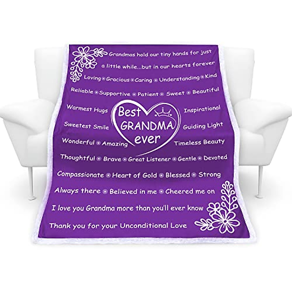Grandma Gift Blanket with Loving and Caring Words, Best Grandma Gifts, Super Soft and Cozy Throw for Grandmother, Grandma Birthday Gifts, for Grandma, Mimi, Gigi from Grandchildren