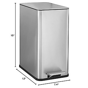 NINESTARS XZD-10-35 Step On Trash Can, Small, Silver