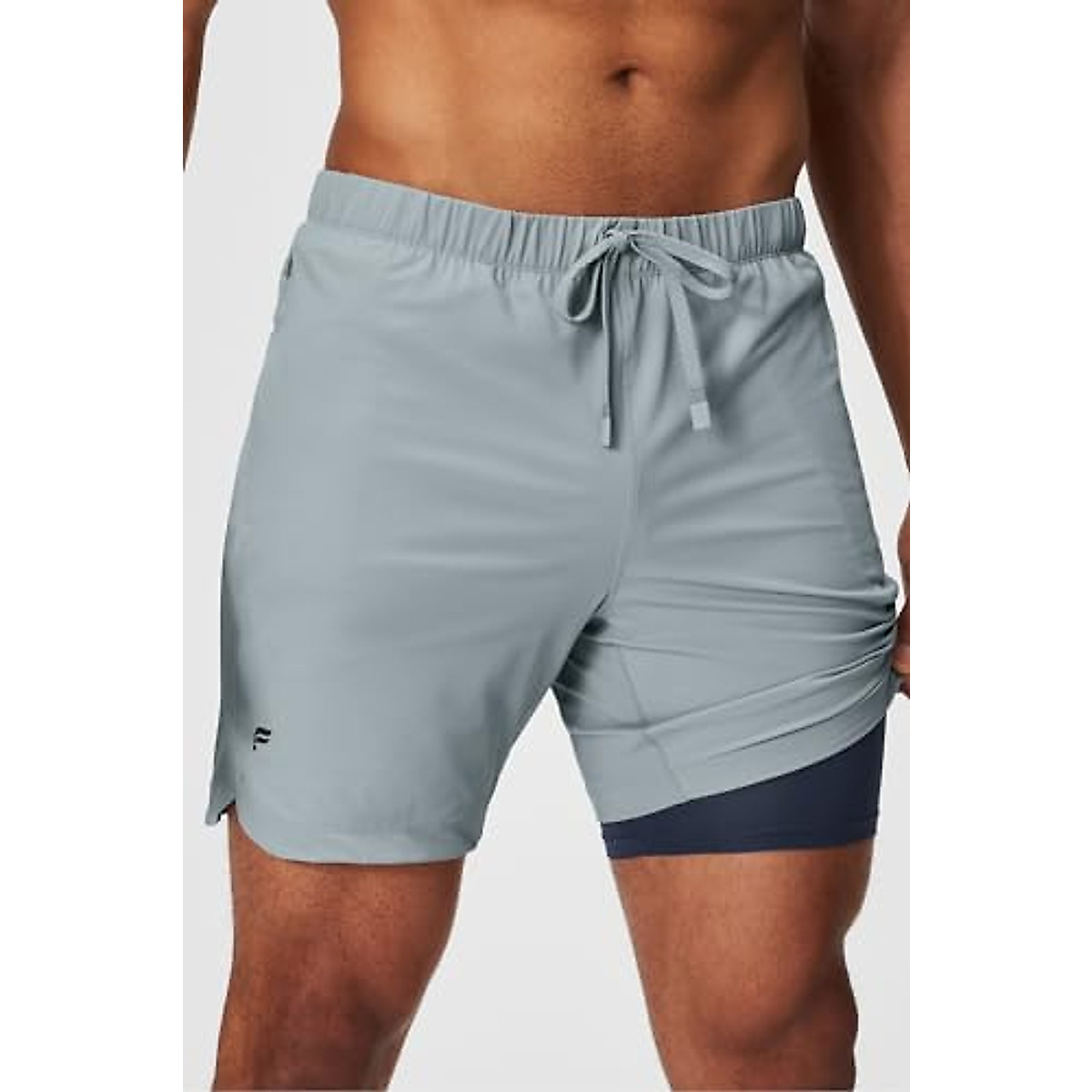 Fabletics Men's The One Short (Lined), Training, Swimming, Lightweight, Quick-Dry, Zip Pocket, Stretch Woven, 7" Inseam, XL, Shadow Grey