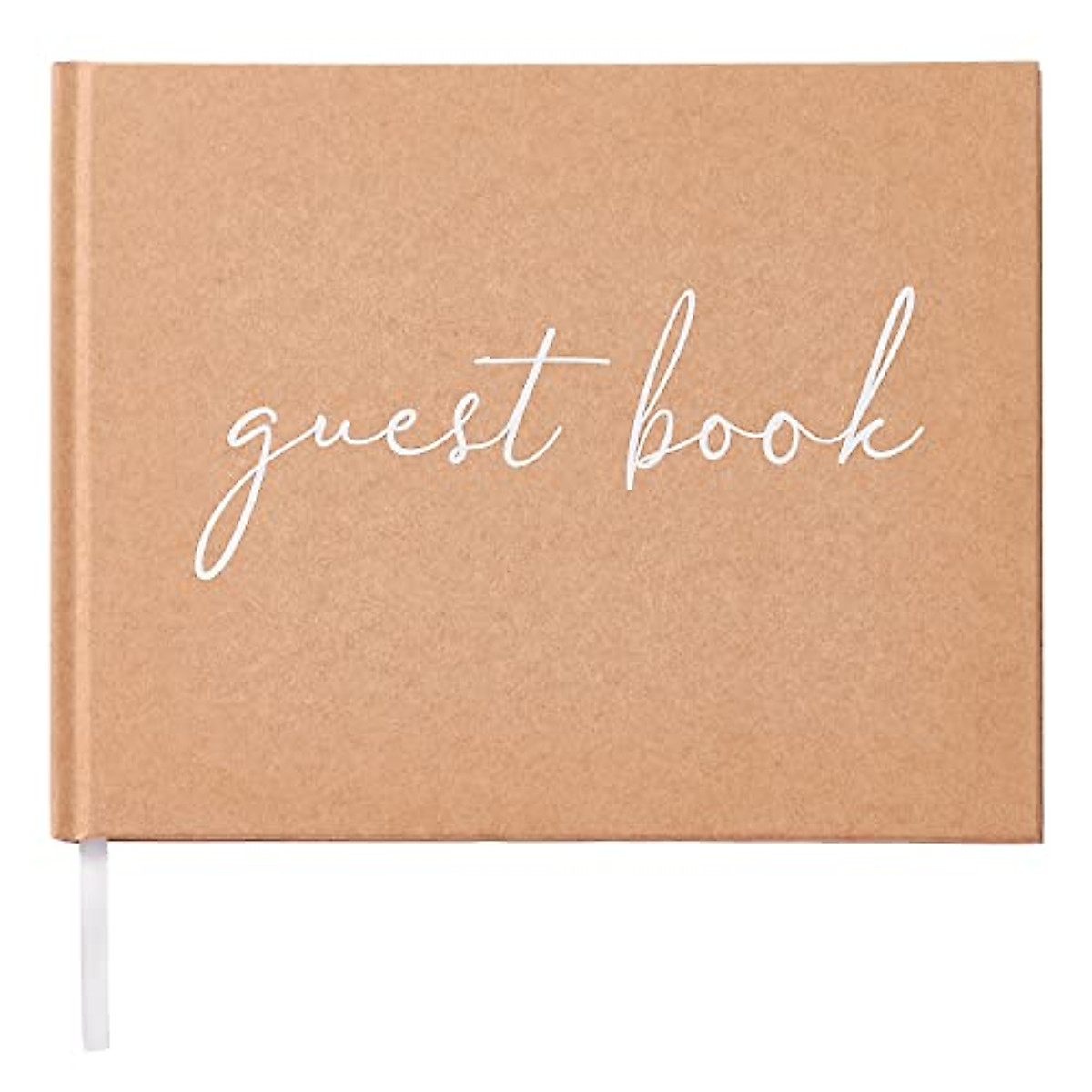 TRULIVA Rustic Wedding Guest Book, Sign in Guestbook for Wedding Reception, Kraft Paper Hard Cover, 7" x 9" (Lined Guestbook)