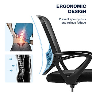 JHK Tall, Standing, Counter Computer, Mid-Back Mesh Office Drafting Chair with Armrests, Height Adjustable Foot Ring for Adults, Black