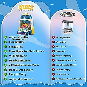 Bambibo Mini Claw Machine for Kids - Pre Assembled Blue Rocket Shaped, Vending | Indoor Toys Arcade Machines Home Game with Music Age 3-8, Pink