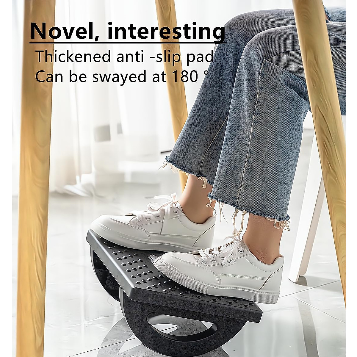 Foot Rest for Under Desk at Work,Foot Stool Under Desk with Massage Home Office Back,Hip Lumbar Pain Relief (Black)