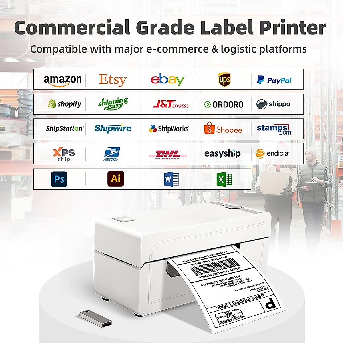 High-Speed 4x6 Thermal Label Printer for Shipping & Barcodes