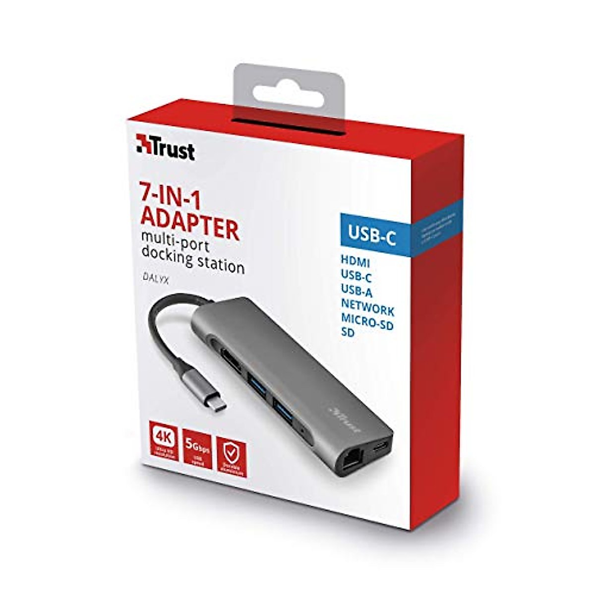 Trust Dalyx 7-in-1 USB-C Multi-Port Adapter - Grey