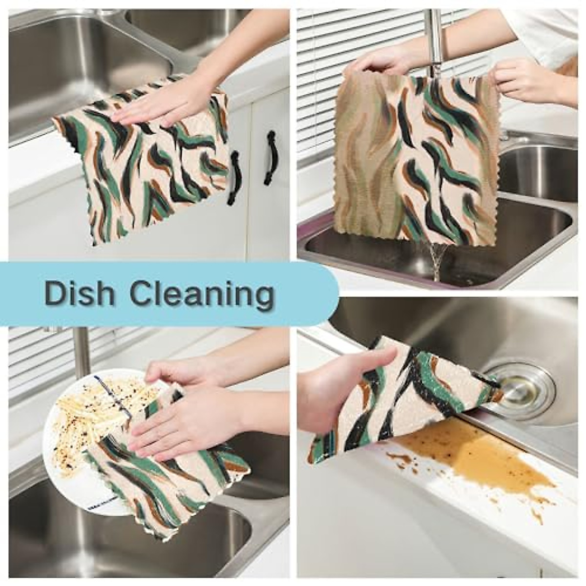FRODOTGV Zebraleopard Fashion Trend Kitchen Towels and Dishcloths Rustic Dish Tea Towels Terry Dish Cloths for Kitchen Kitchen Tie Hand Towels