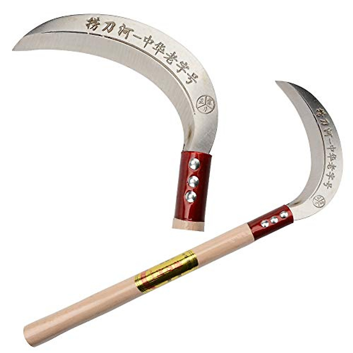 KEYI Steel Grass Sickle,Clearing Sickle,Manganese Steel Blade/Hardwood Handle Hand held Sickle Tool - Multipurpose Gardening Weeding Grass Sickle and Farming Portable Safety Sickle