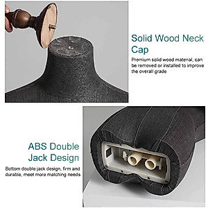 Tailors Dummy Mannequins Female Mannequin Countertop Clothing Display, Black Dressmakers Fashion Students Mannequin Display Bust with Wood Stand Dressform Mannequin