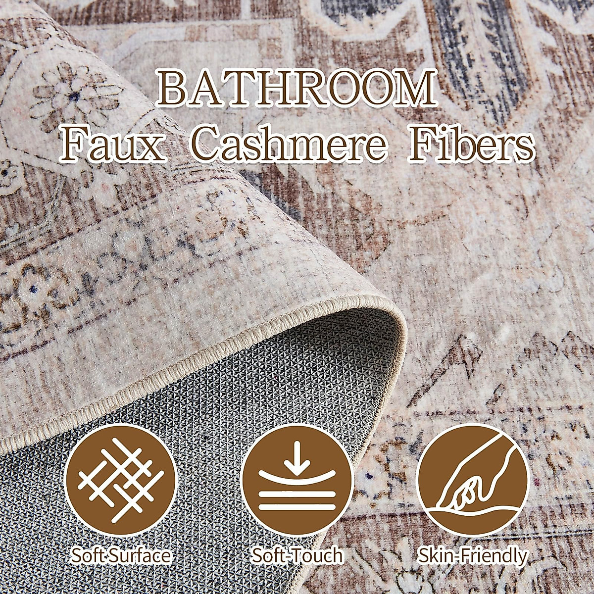 CORBGRUGRS Bohemian Area Rug (Ginger/Beige, 8'x10') Washable Rug 8x10, Kitchen Rugs Non Slip Washable for Bedroom Living Room Dining Room