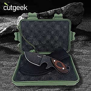 cutgeek FBS-3 Mini-Series Small Fixed Blade Knife 6-inch Overall Fixed Knife Outdoor Knife with Solid Wood Handle