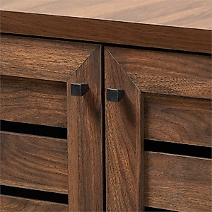 Baxton Studio Salma Modern and Contemporary Walnut Brown Finished Wood 2-Door Shoe Storage Cabinet