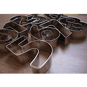 Xoutuo 9 Pieces 3 inch Large Number Cookie Biscuit Cutters 9 Piece Set, Stainless Steel Numbers Cutter Kitchen Baking Tool for Spelling the Numbers Birthday or Anniversary