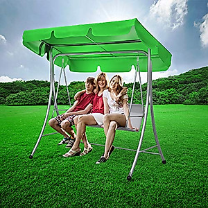 Yuehuam Patio Swing Canopy Cover, Heavy Duty 210D Polyester Waterproof Swing Replacement Top Cover for 3 Seat Swing Waterproof Dustproof Protection
