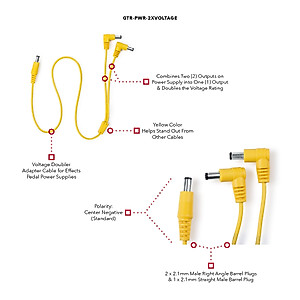 Gator Cases Voltage Doubler Adapter Cable for Effects Pedal Power Supplies (GTR-PWR-2XVOLTAGE)