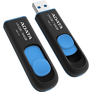 A-Data Memory Flash AUV128-64G-RBE 64GB USB3.0 Flash Drive UV128 (R90 W40) Black/Blue Retail