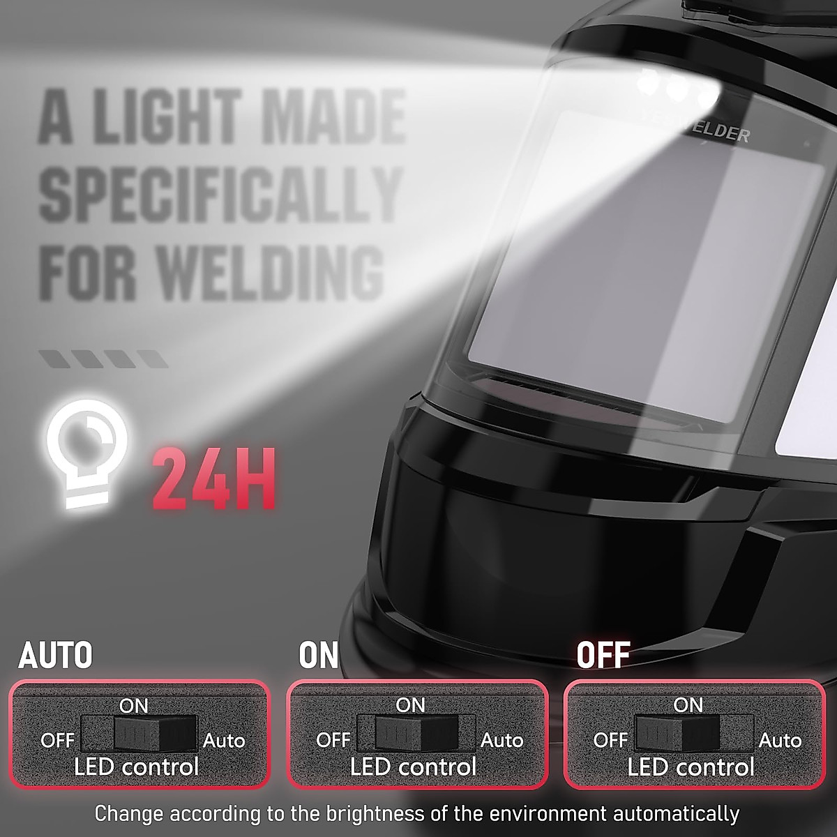 YESWELDER Panoramic View Auto Darkening Welding Helmet, Large Viewing True Color 6 Arc Sensor Welder Mask