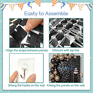 COKAOBE Black Shimmer Wall Backdrop 24PCS Black Sequins Backdrop Decoration Panels, Photo Backdrops for Birthday, Anniversary Wedding Engagement Decoration (Black)