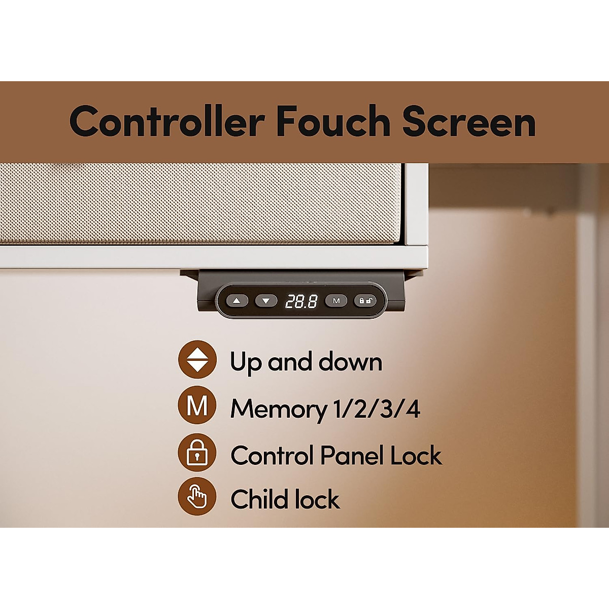 BANTI Height Adjustable Electric Standing Desk with 4 Drawers, 48 x 24 Inch Table with Storage Shelf, Sit Stand Desk, White Top