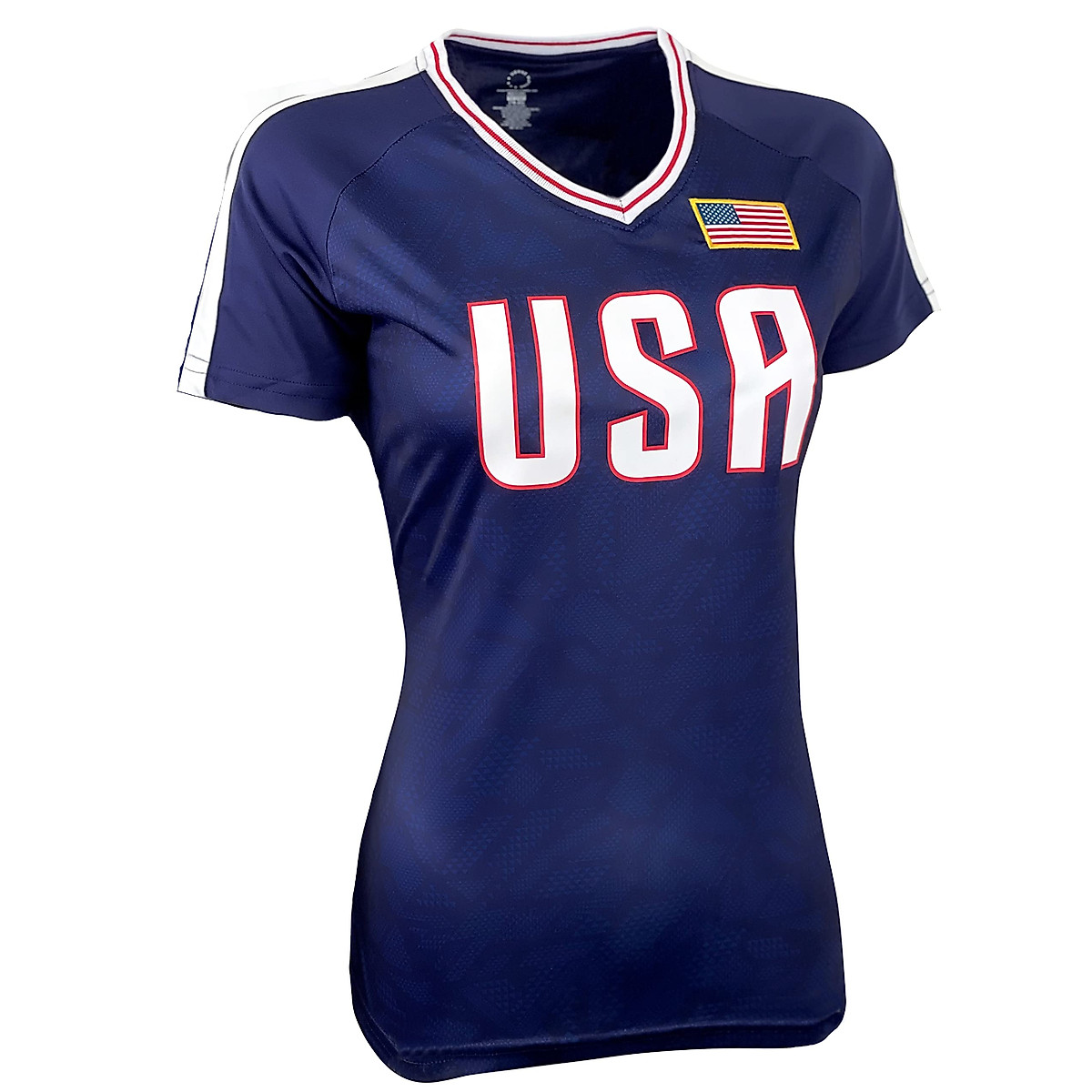 Women's U.S Shirt, USWNT Player T Shirt Blue, Official US Womens National Soccer Team Association USA Flag Tee Top Alex Mor
