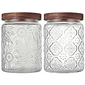 SNGKMSYG Vintage Glass Jar With Airtight Lid, Kitchen Glass Food Storage Containers Mason Jars for Cookie, Candy, Sugar, Coffee, Beans, Tea, Oats, Flour, Grains, Delicate Food Storage Jar