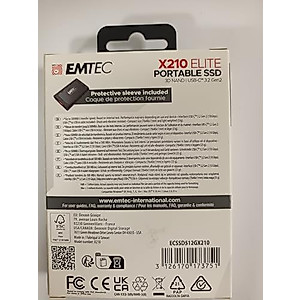 Emtec 512GB X210 Elite SATA III Portable Solid State Drive (SSD) with NAND Technology ECSSD512GX210