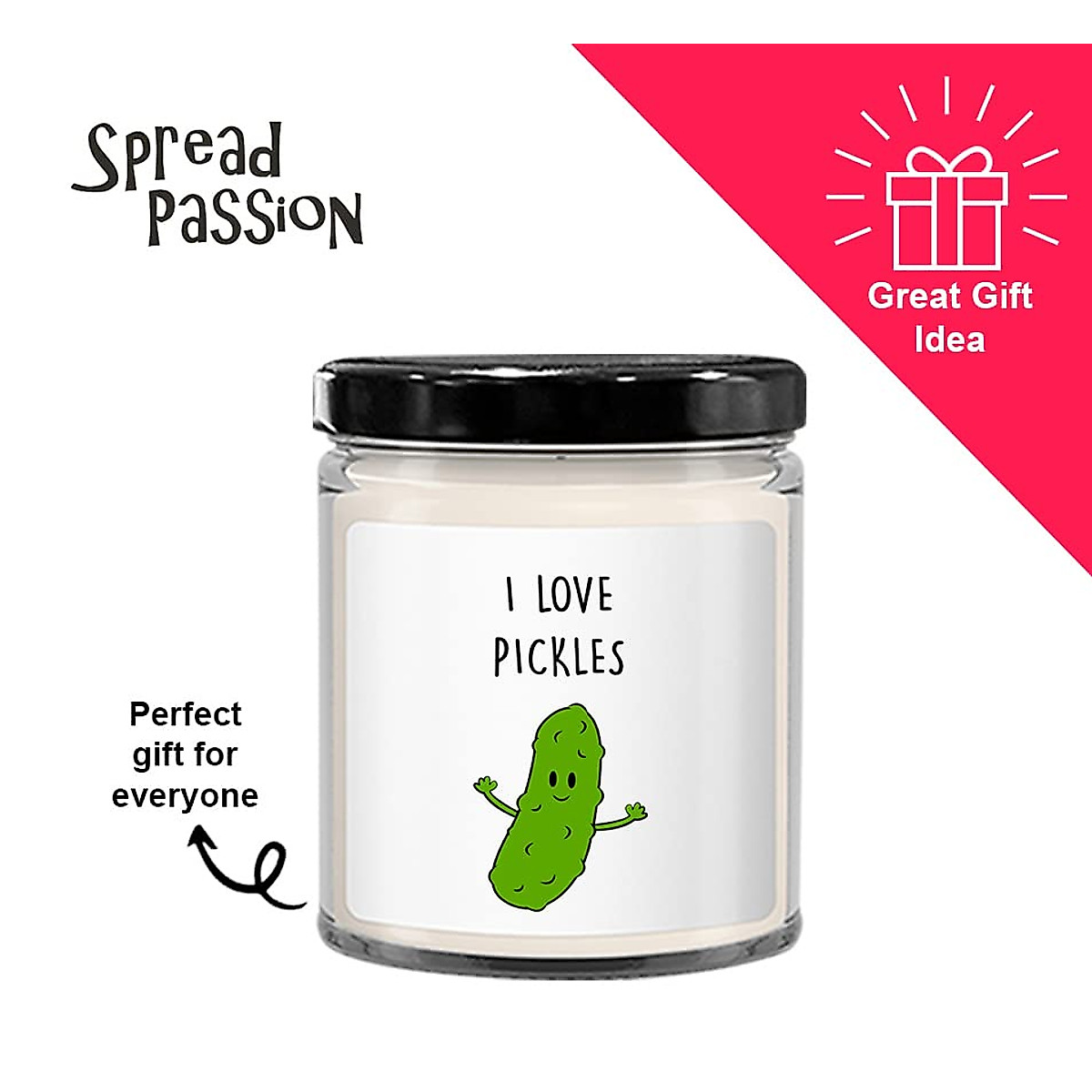 I Love Pickles Candle - Soy Wax Candle - Hand Poured Candle - 9 oz Vanilla-Scented Candle - Candle Jar