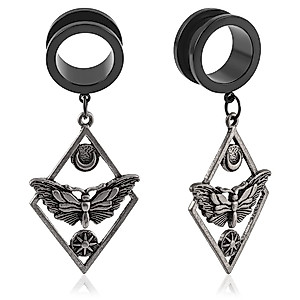 Atomhole 2 PCS Vintage Design Ear Gauges 316 Stainless Steel Beautiful Ear Plugs Tunnels Gauges for Ears Stretcher Piercing Body Jewelry (12mm(1/2"))